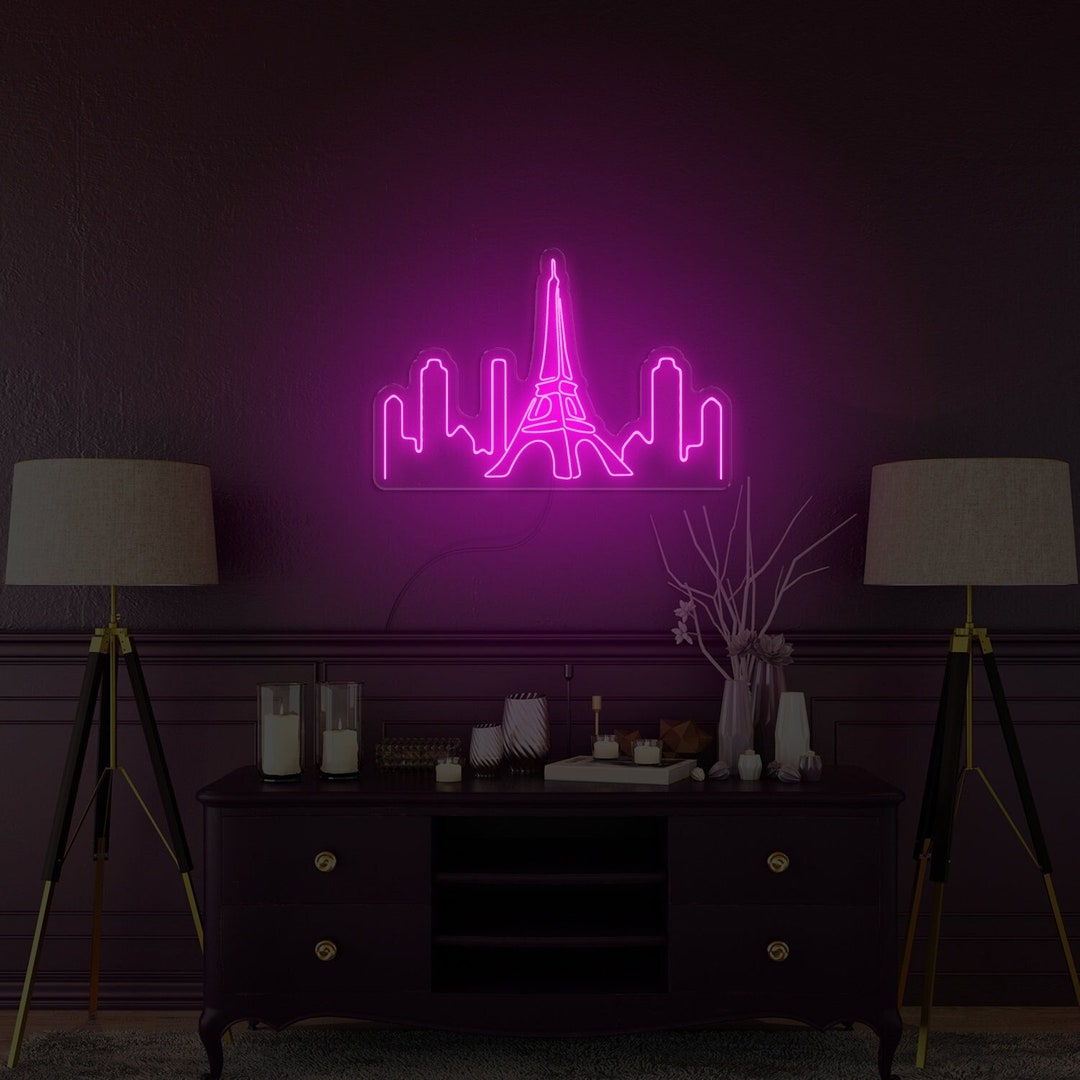 Paris Skyline Neon Sign, Eiffel Tower Neon Sign, City Skyline Neon Sign ...