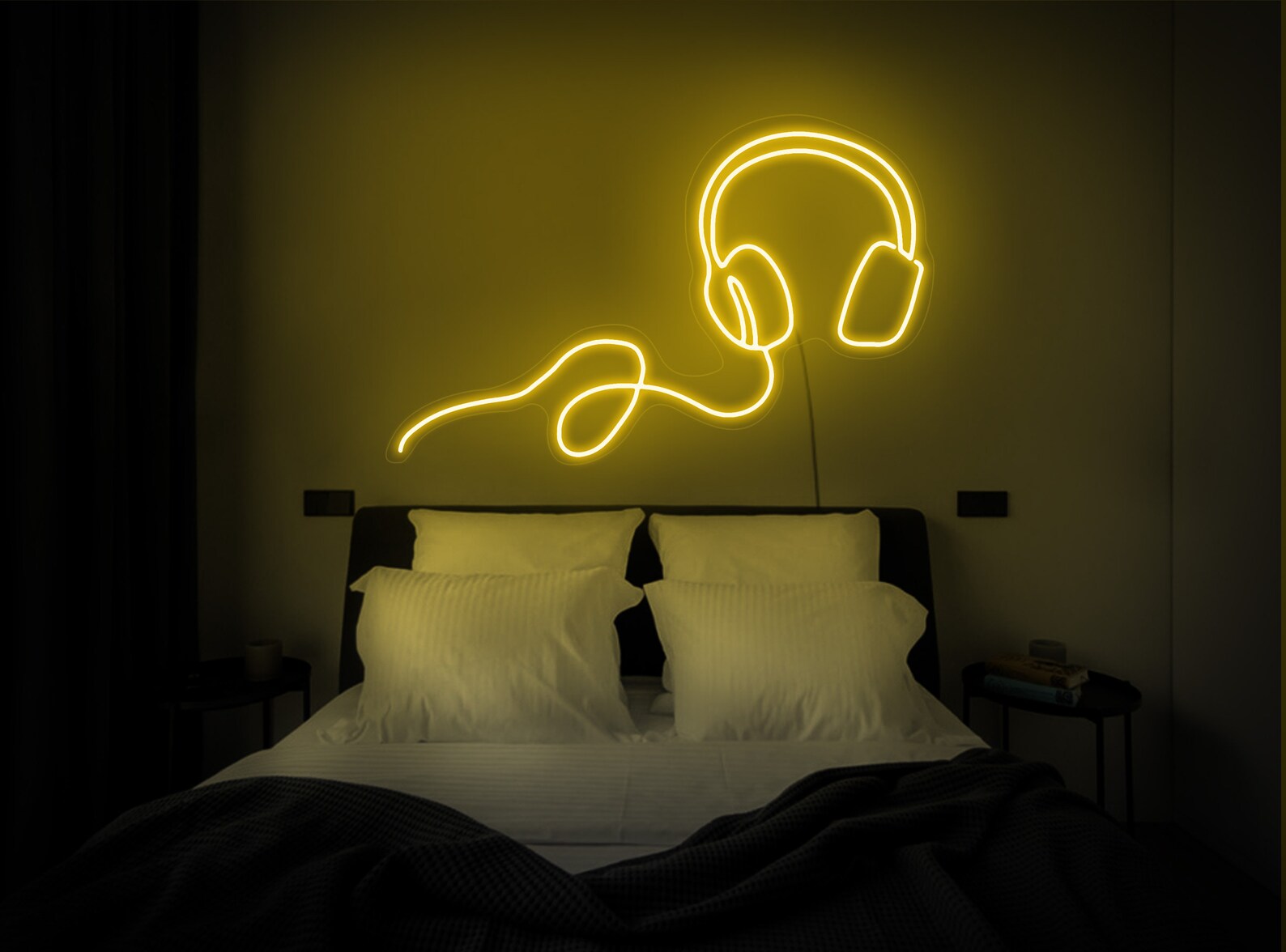 Headphone Neon Sign, Headphones Sign, Headphone Led Sign, Music Neon ...