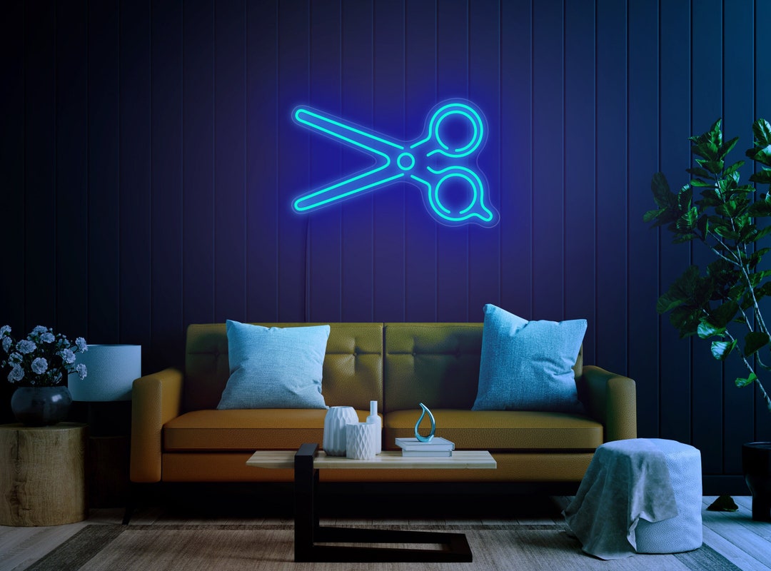Scissors Neon Sign, Scissors Led Sign, Scissors Light Sign, Hair Salon ...