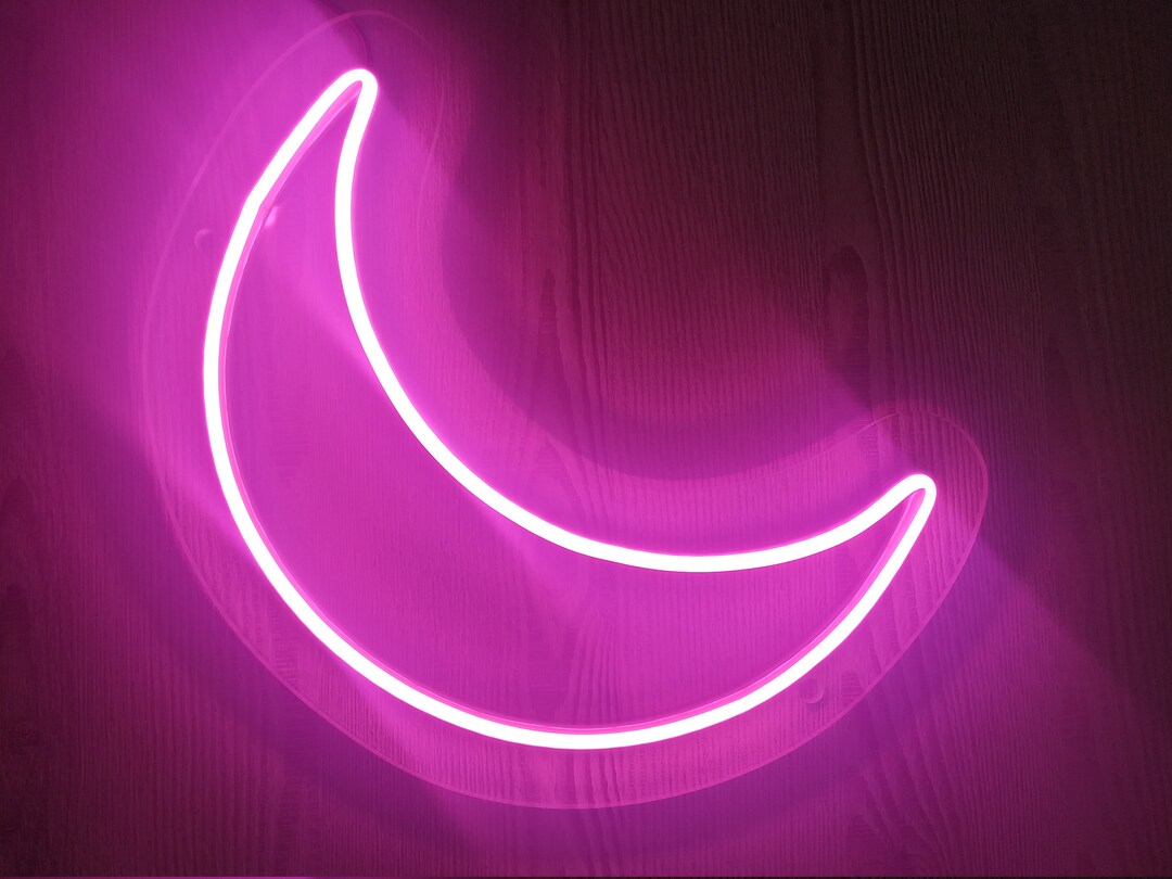 Moon Neon Sign,moon Neon Light,neon Sign Bedroom Moon,neon Sign Pink ...