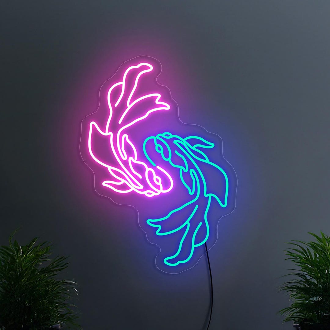 Koi Fish Neon Sign, Japan Neon Sign, Fish Led Sign, Kanji Sign ...
