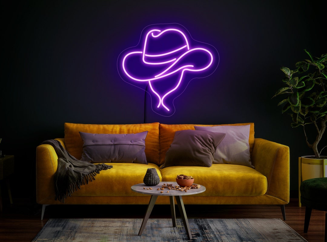 Cowboy Neon Sign, Cowboy Hat Neon Light, Straw Hat Light Sign, Western ...