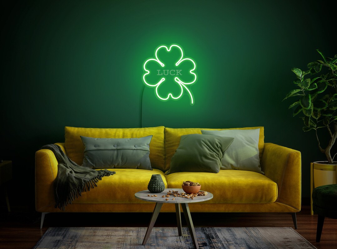Clover Neon Sign, Lucky Clover Sign, Clover Name Sign, Four Leaf Neon ...
