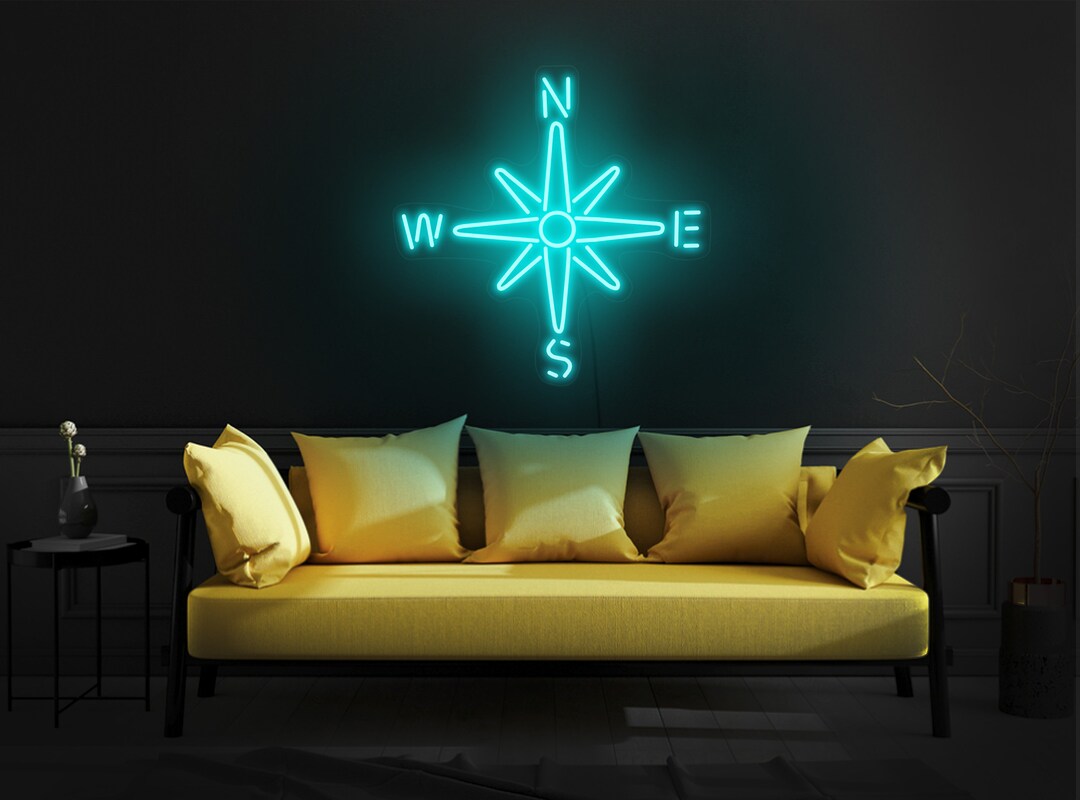 Compass Rose Neon Sign,compass Rose Led Sign,compass Rose Sign,compass ...
