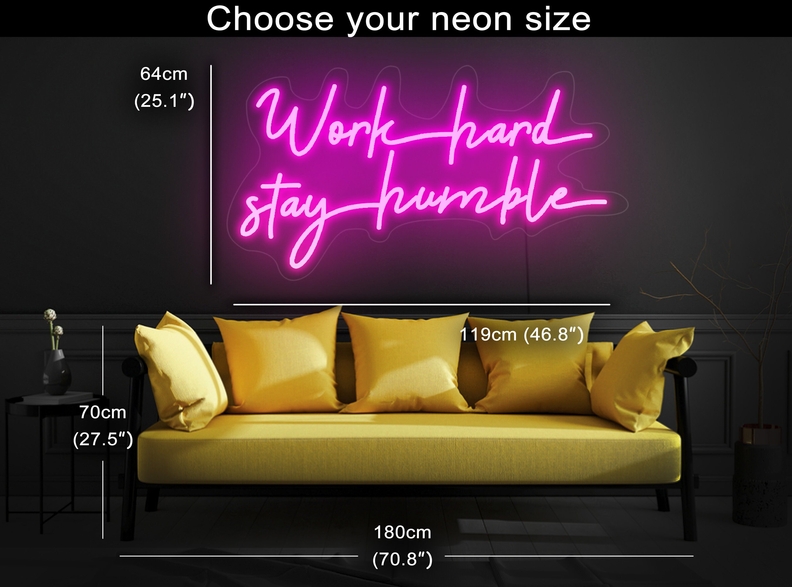 Work hard stay humble neon signWork hard stay humble | Etsy