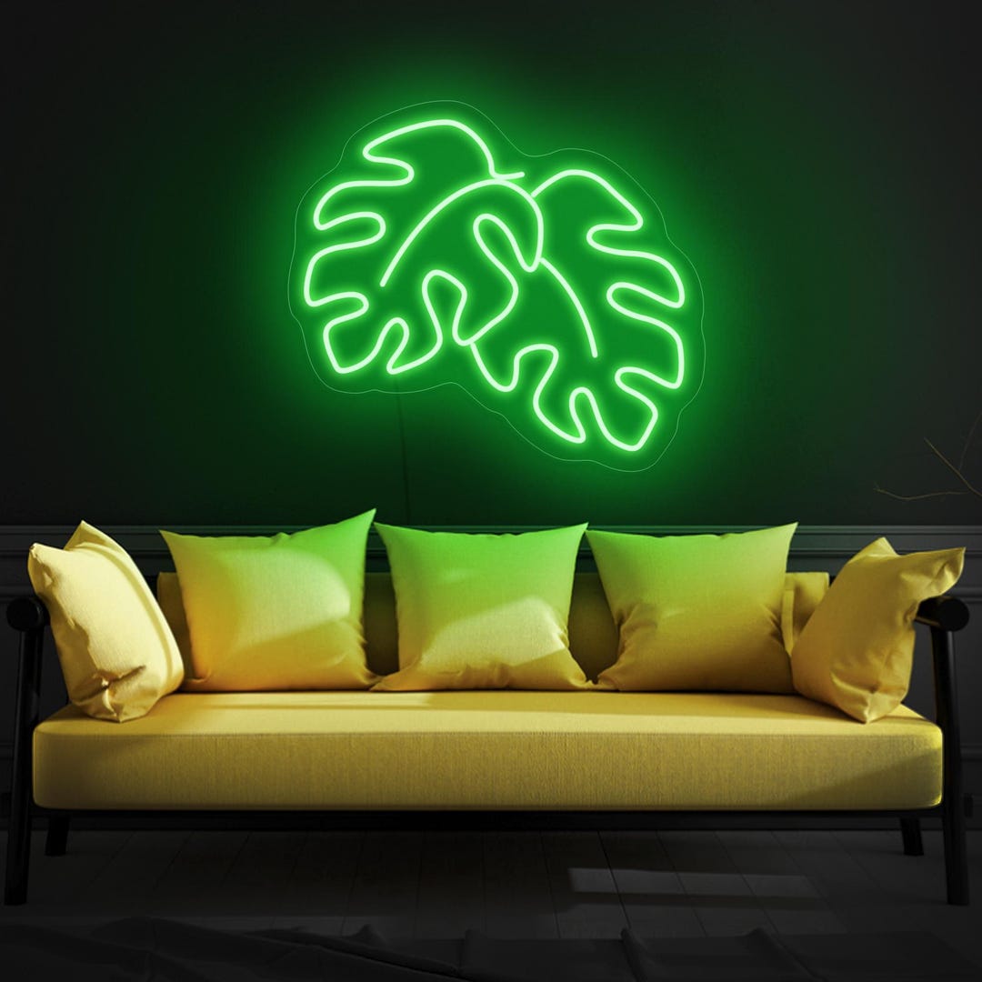 Monstera Neon Sign, Leaf Neon Sign, Monstera Leaf Sign Decor, Plant ...