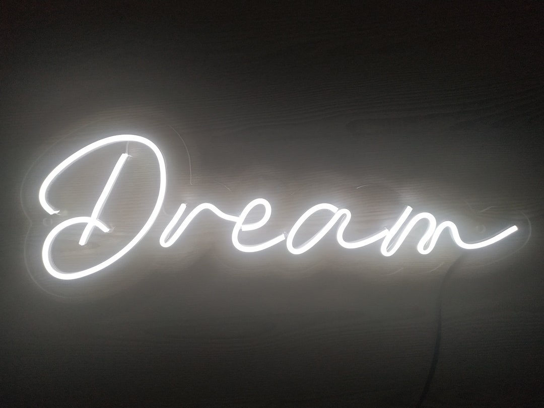 Dream Neon Sign,dream Neon Light,white Neon Sign Bedroom,neon Sign ...