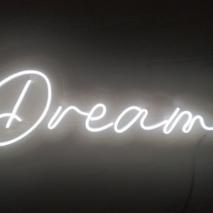 Dream Neon Sign,dream Neon Light,white Neon Sign Bedroom,neon Sign ...
