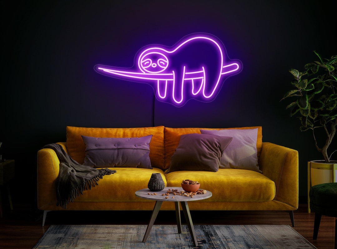 Sloth Neon Sign, Sloth Led Sign, Cute Neon Sign, Lazy Neon Sign, Animal ...