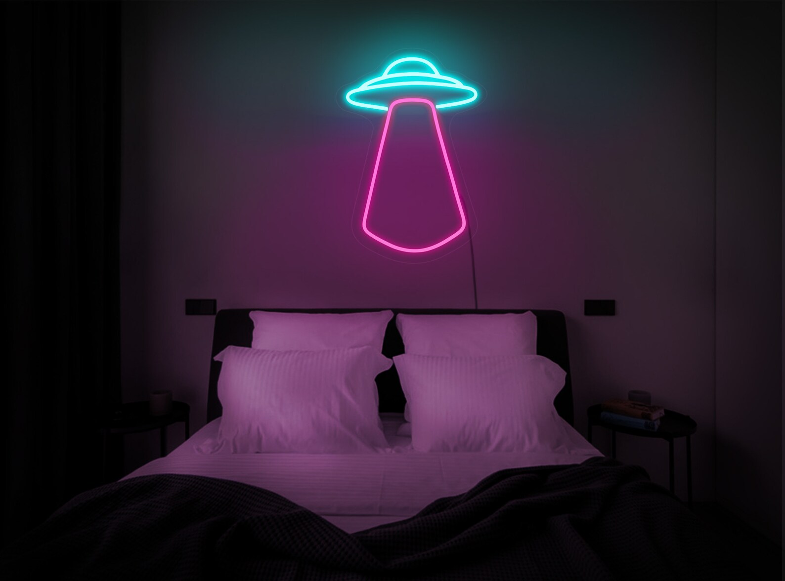 Ufo Neon Sign,ufo Led Neon Sign,ufo Wall Art,ufo Wall Decor,neon Light ...