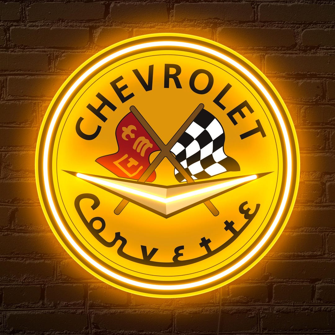 Chevrolet Corvette Neon Sign, Chevrolet Corvette Logo Lighted, Corvette ...