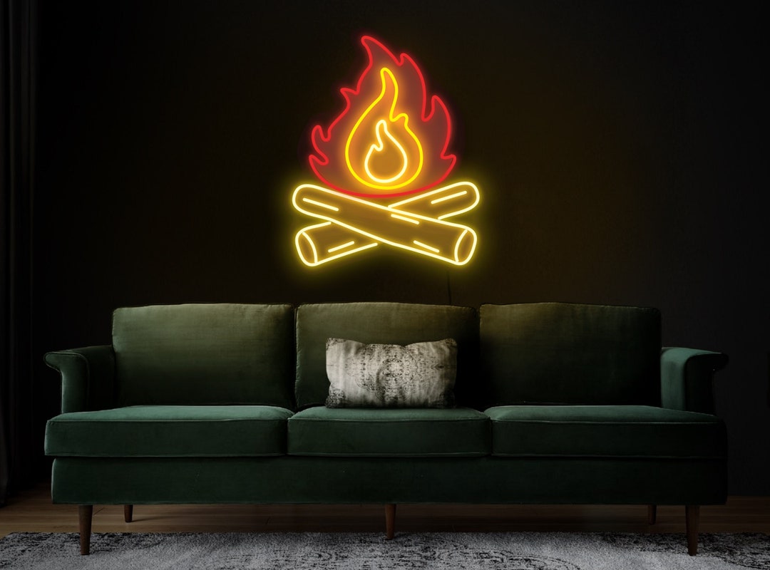 Campfire Neon Sign, Bonfire Led Sign, Fire Neon Sign, Flame Light Sign ...