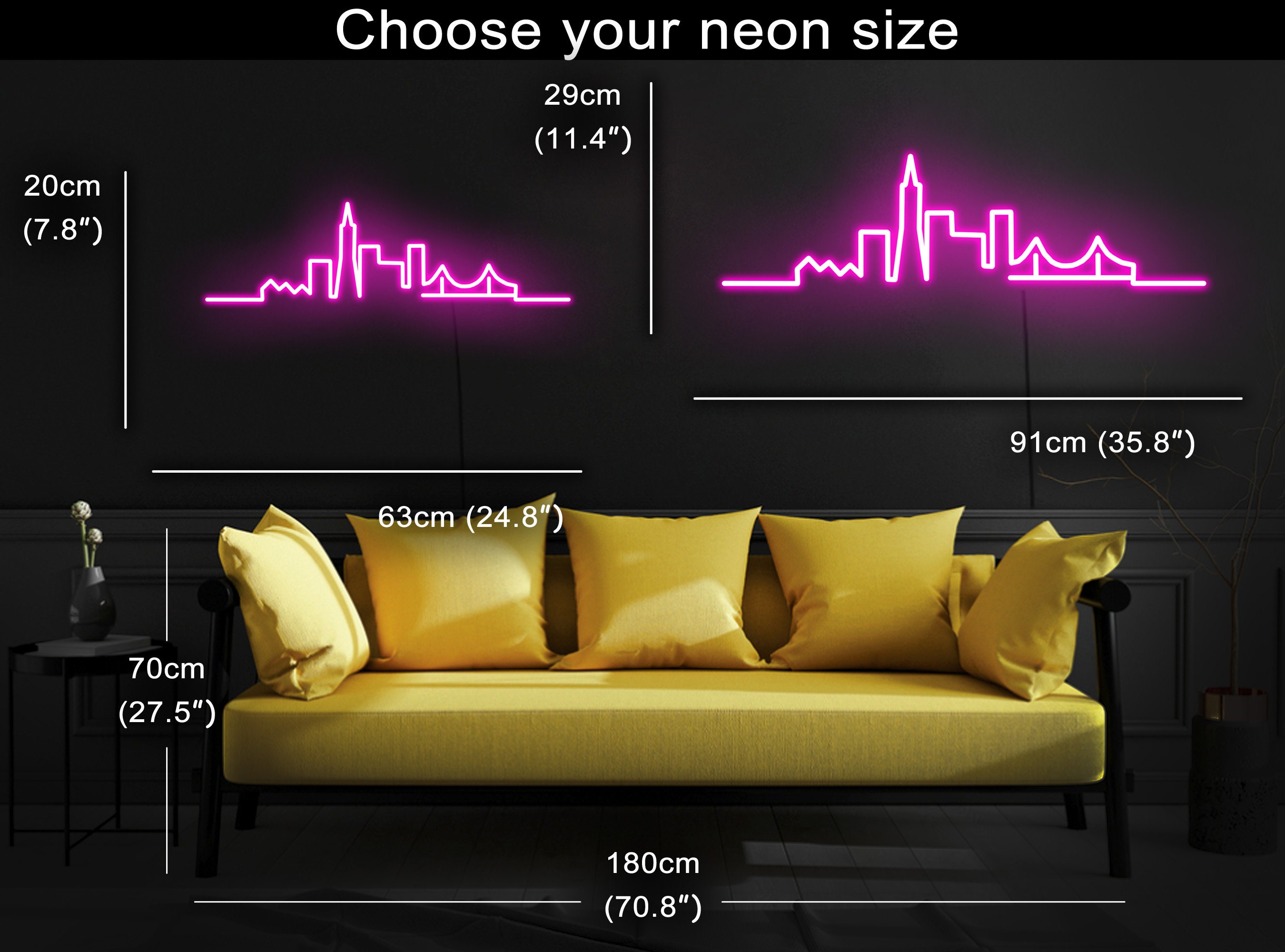 City Neon Sign,city Neon Light,city Led Sign,skyline Neon Sign,skyline ...