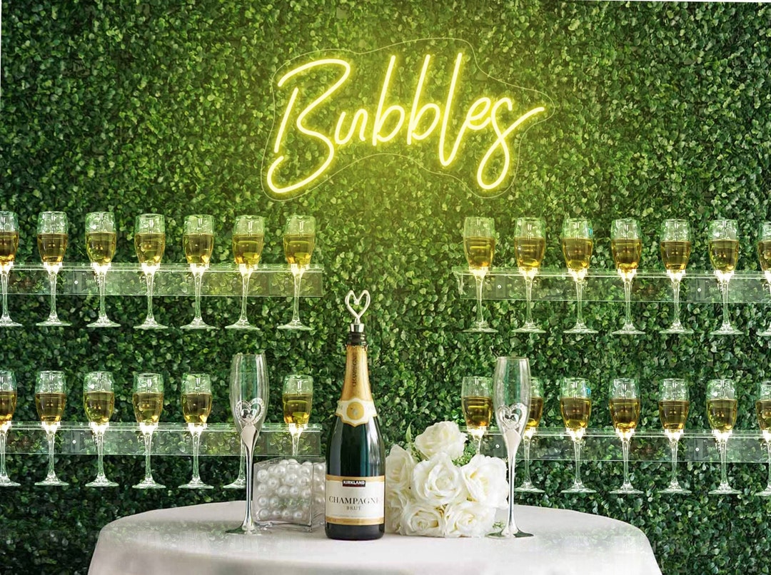 Bubbles Neon Sign, Bubbles Led Sign, Bubbles Light, Champagne Neon Sign ...