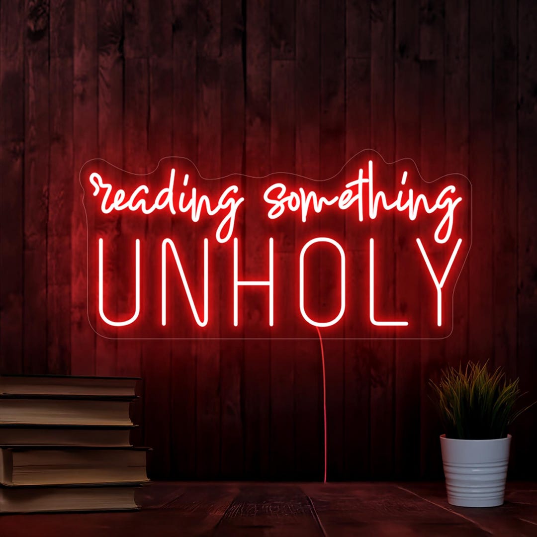 Reading Something Unholy Neon Sign, Reading Neon Sign, Library Neon ...