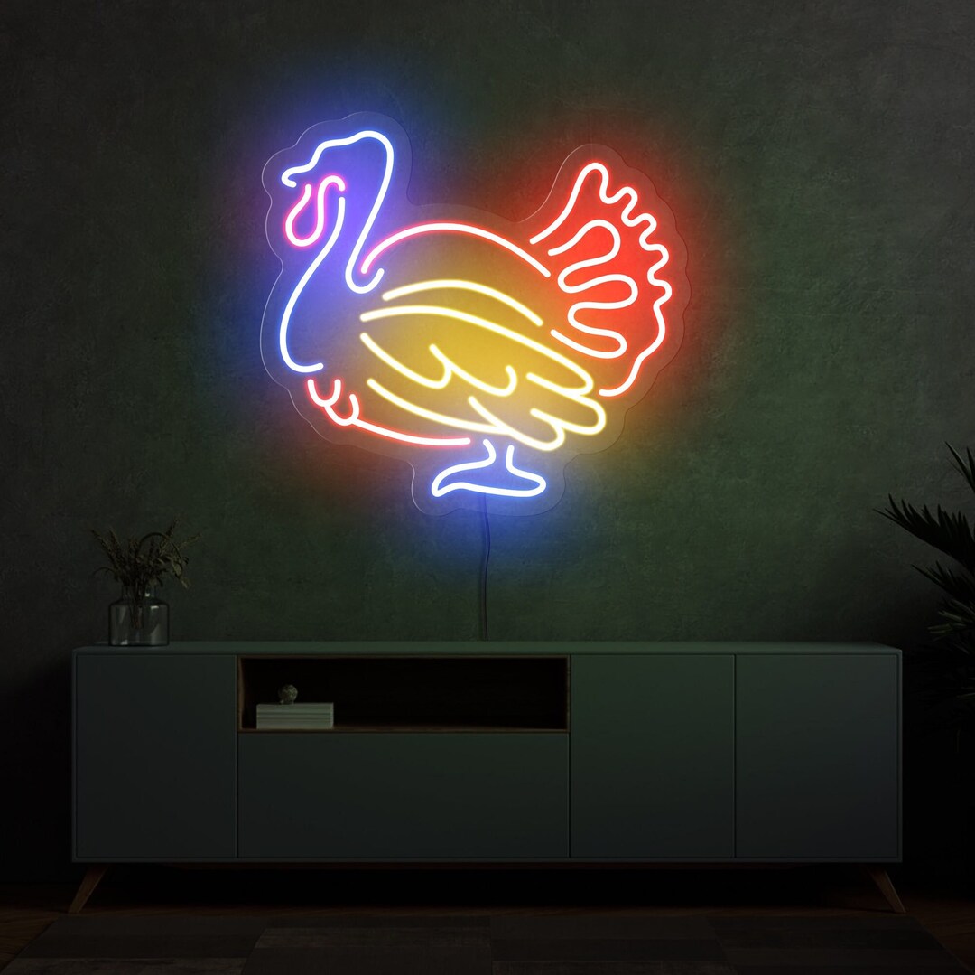 Turkey Neon Sign, Turkey Led Sign, Bird Neon Sign, Thanksgiving Neon ...