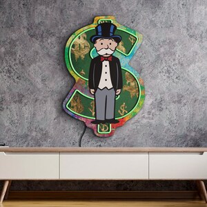 Monopoly Man Neon Sign, Monopoly Light Sign, Mr. Monopoly Neon Sign ...