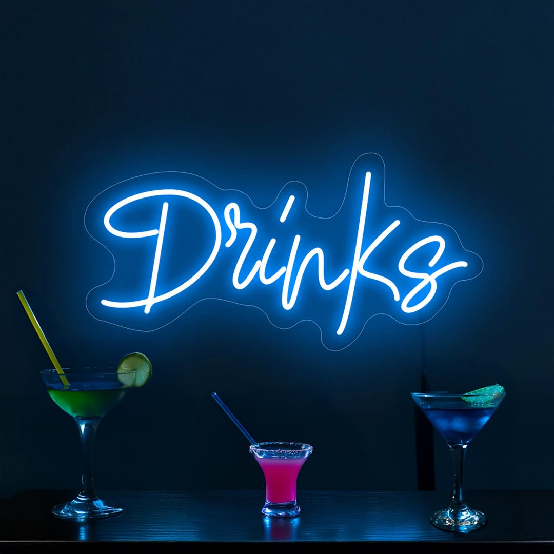 Drinks Neon Sign, Bar Neon Sign, Party Neon Sign, Cocktails Neon Sign ...