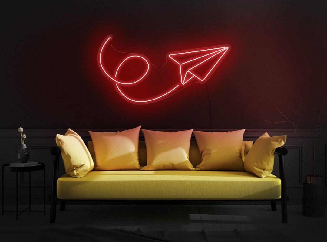 Paper Airplane Neon Sign, Paper Plane Led Sign, Airplane Neon Sign ...