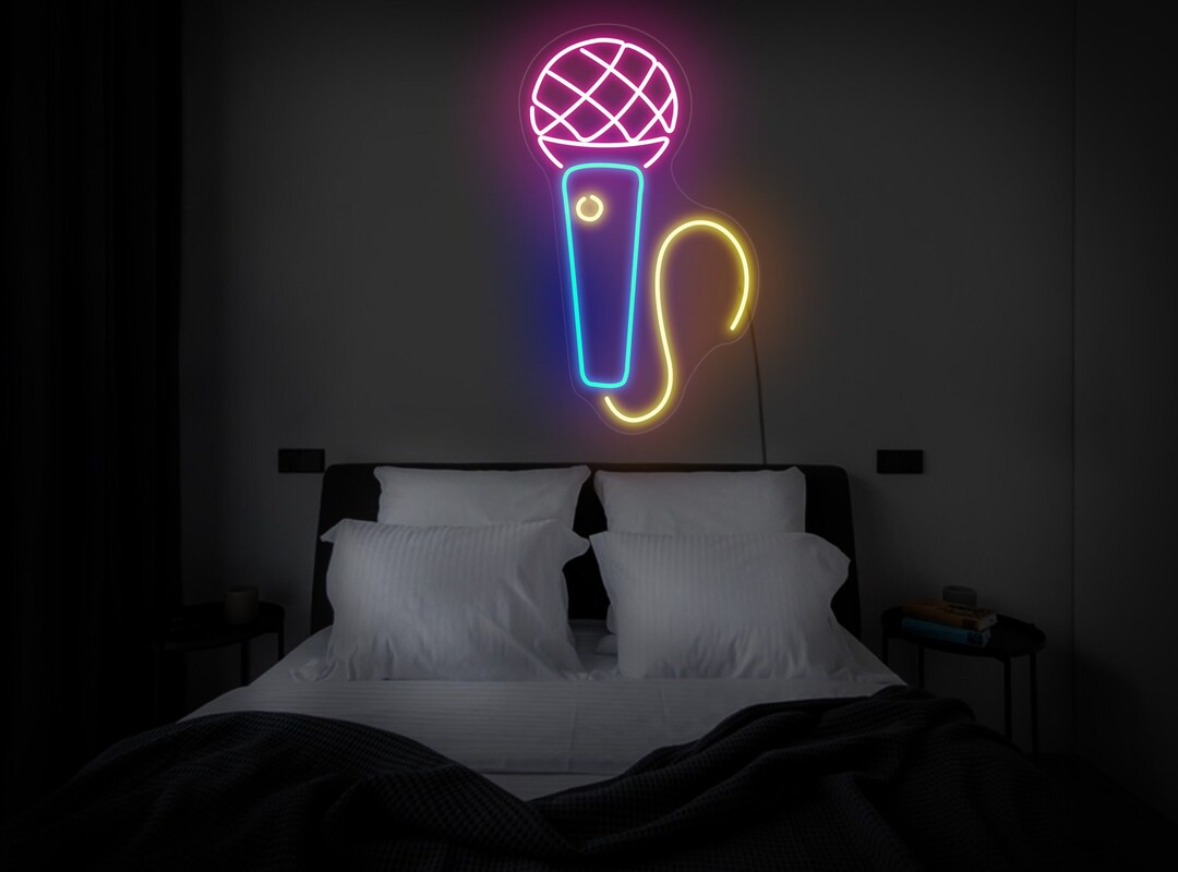 Microphone Neon Sign, Microphone Sign, Mic Neon Sign, Karaoke Neon ...