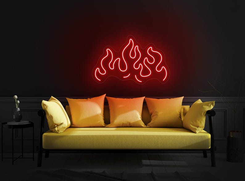 Fire Flame Neon Sign, Fire Neon Sign, Flame Neon Sign, Hot Led Sign ...