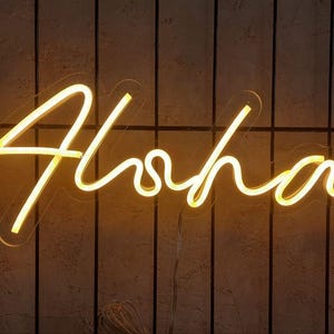 Aloha Neon Sign,aloha Sign,neon Sign Bedroom Custom,orange Neon Sign ...