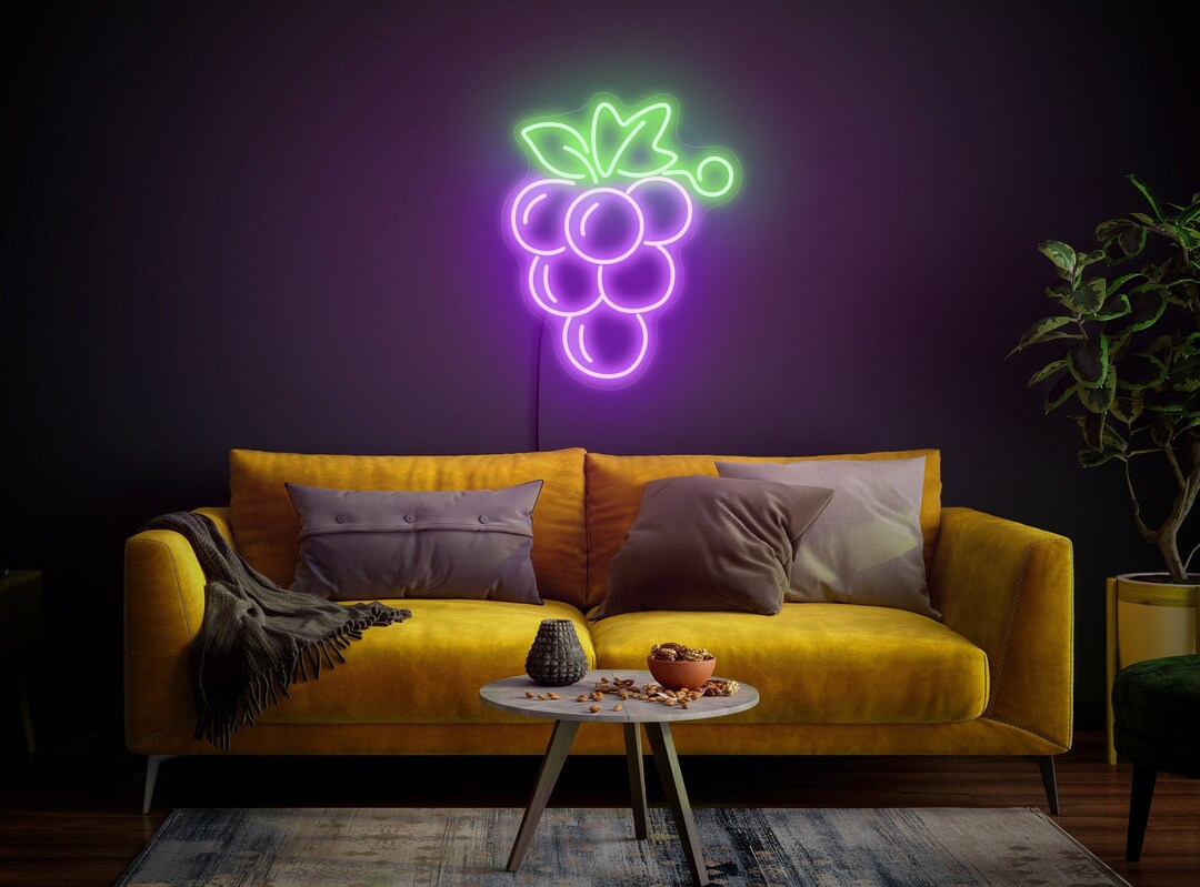 Grape Neon Light, Grape Light Sign, Fruit Neon Sign, Grape Sign, Neon ...
