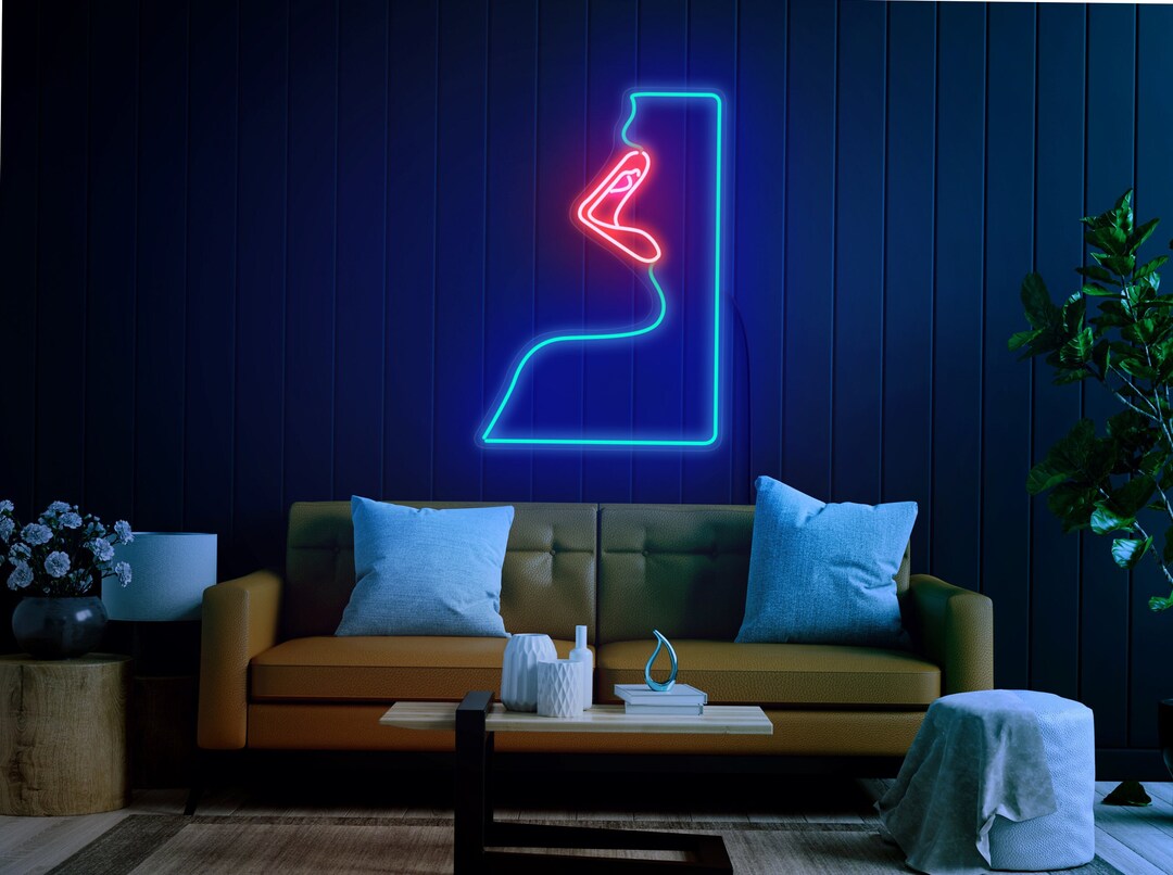 Woman Face Neon Sign, Woman Neon Sign, Lips Neon Sign, Girl Face Neon ...
