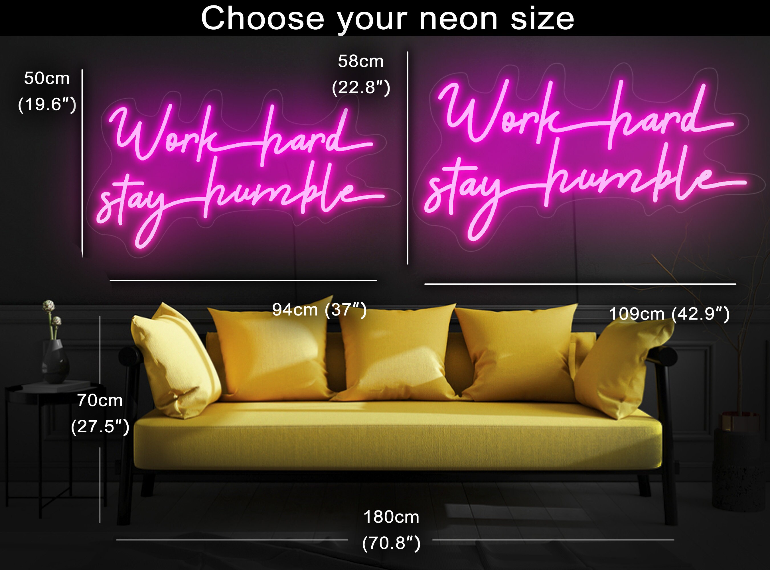 Work Hard Stay Humble Neon Signwork Hard Stay Humble | Etsy