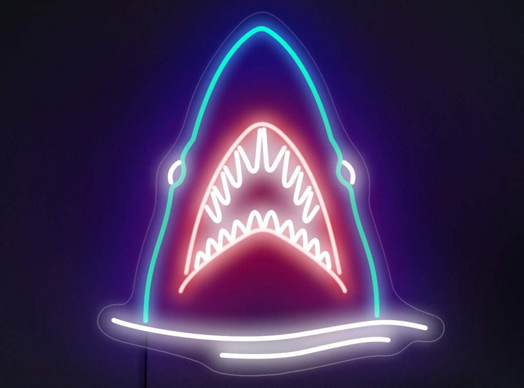 Shark Neon Light, Shark Light Sign, Jaws Neon Sign, Fish Neon Sign ...