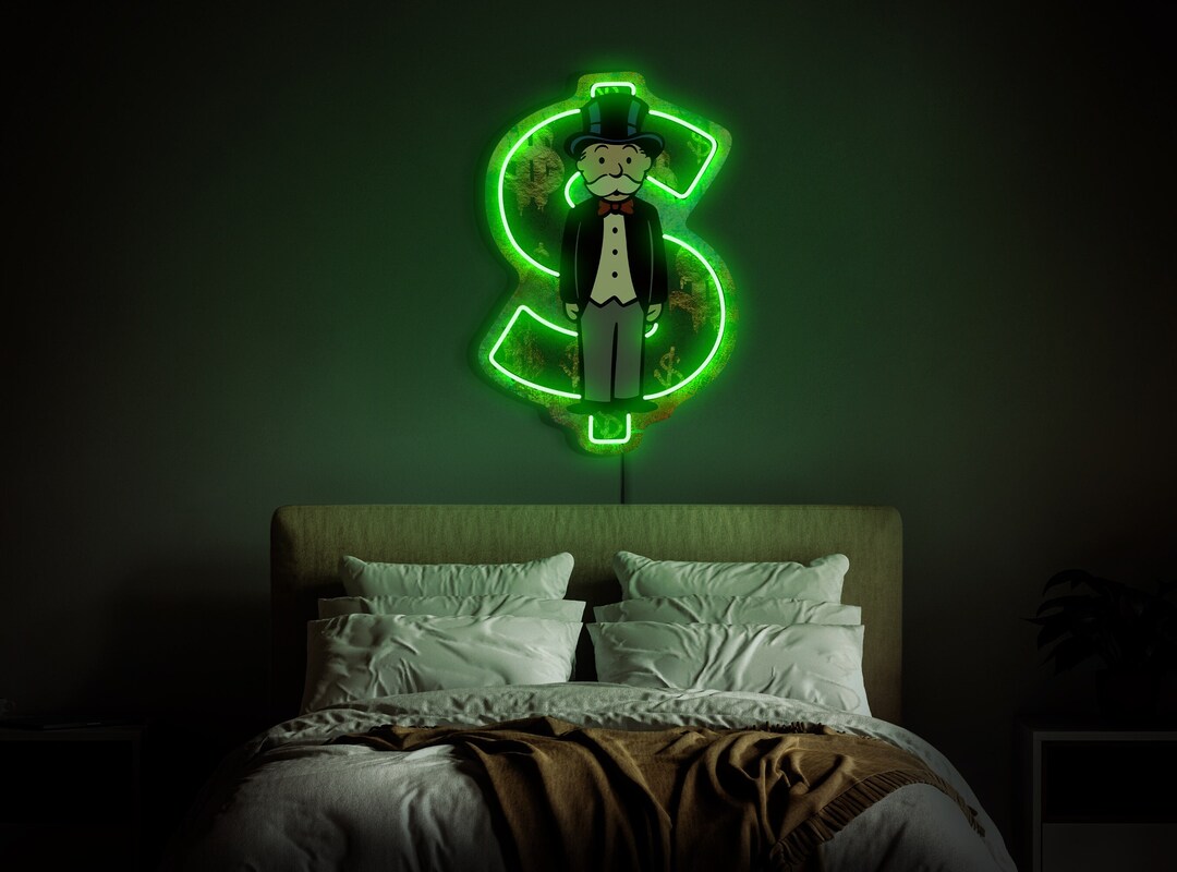 Monopoly Man Neon Sign, Monopoly Light Sign, Mr. Monopoly Neon Sign ...