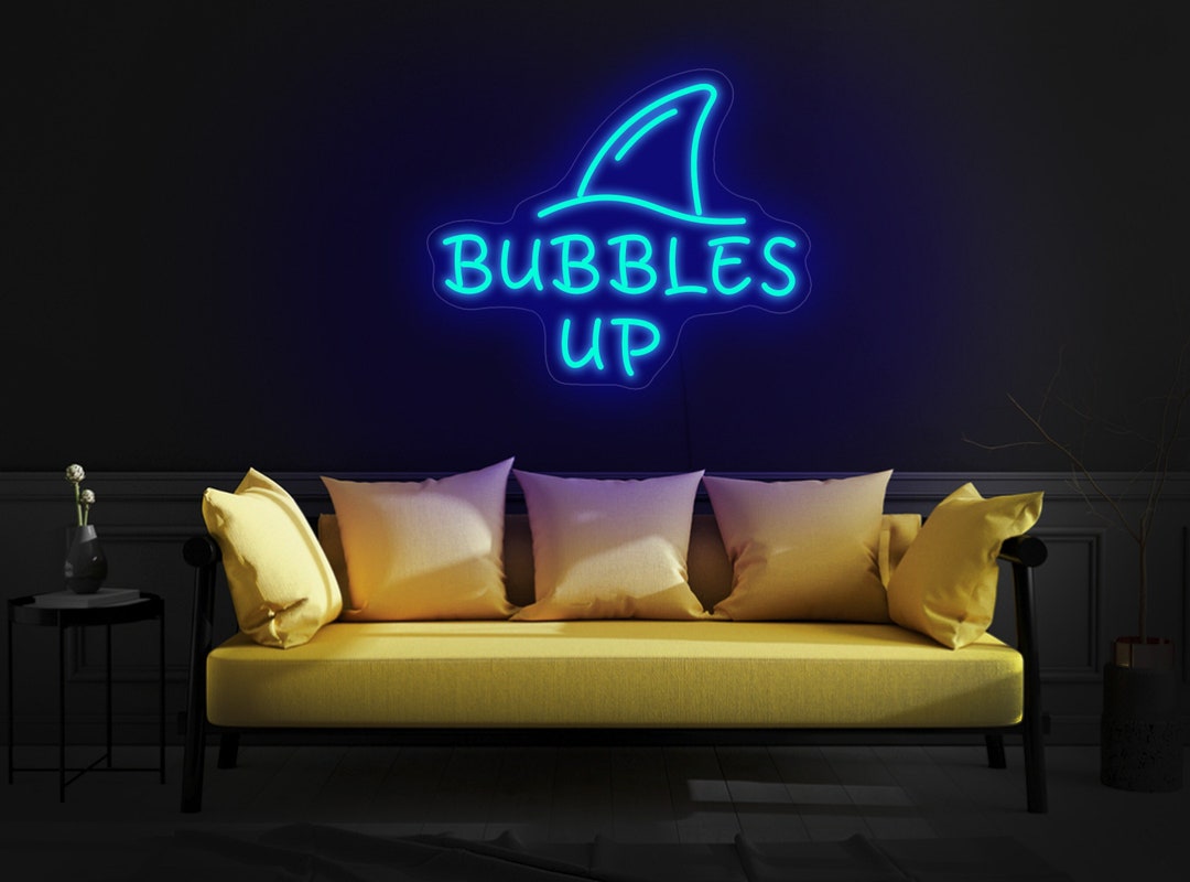 Bubbles up Neon Sign, Shark Fin Led Sign, Shark Neon Light, Fins up Sign, Margaritaville Neon ...