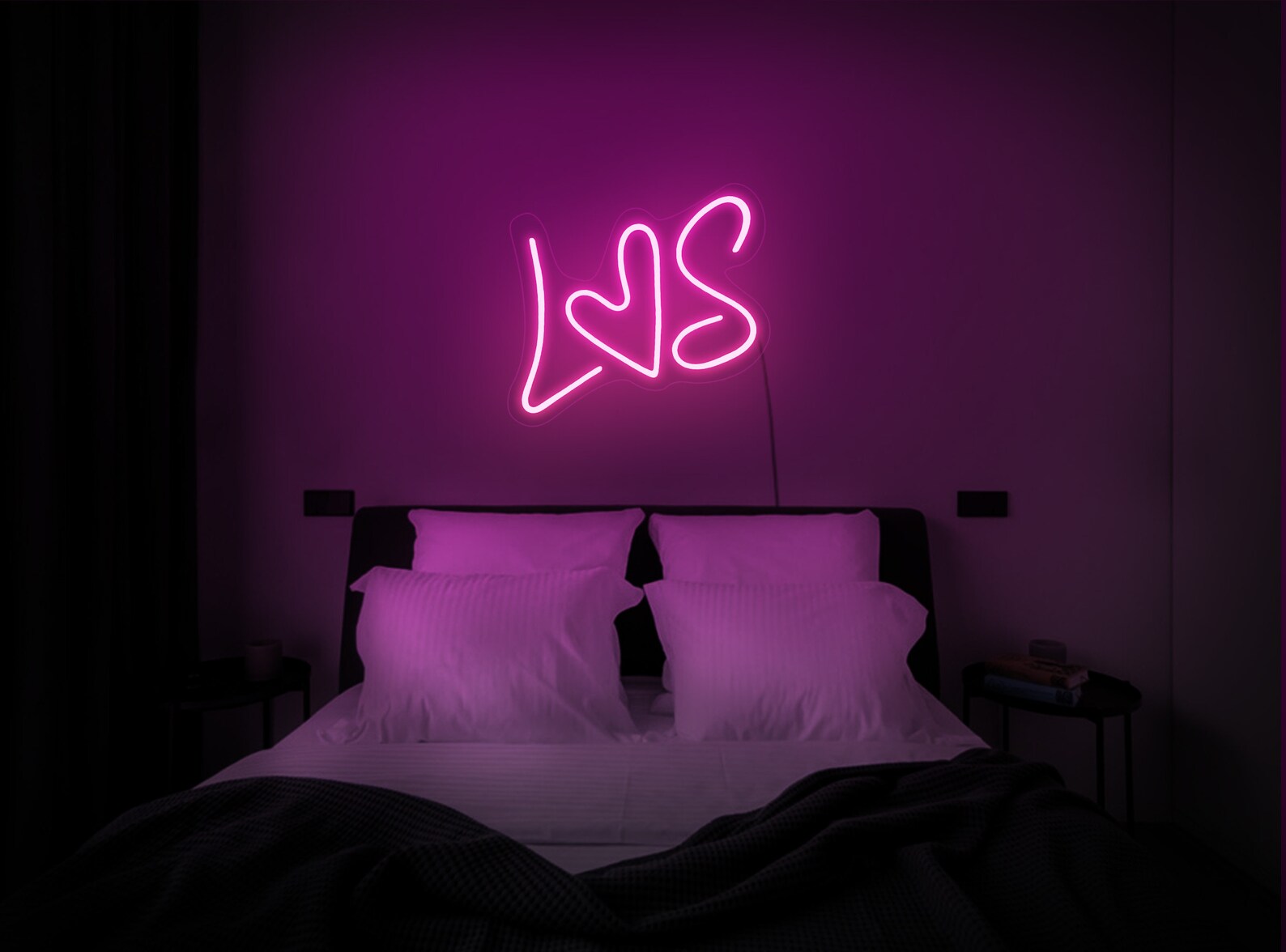 Heart Neon Sign Customheart Led Signheart Initials Neon | Etsy