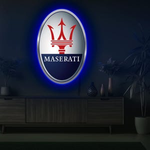 Maserati Neon Sign, Maserati Logo Lighted, Maserati Garage Decor ...