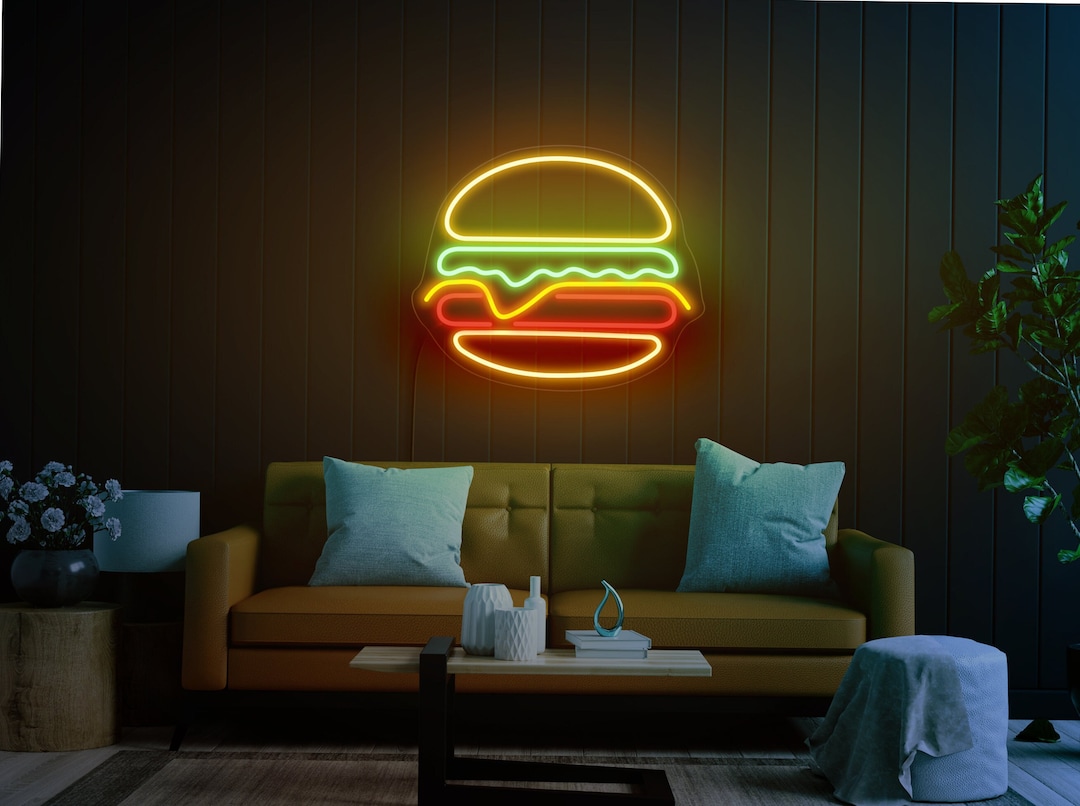 Hamburger Neon Sign, Burger Neon Sign, Burger Led Sign, Food Neon Sign ...
