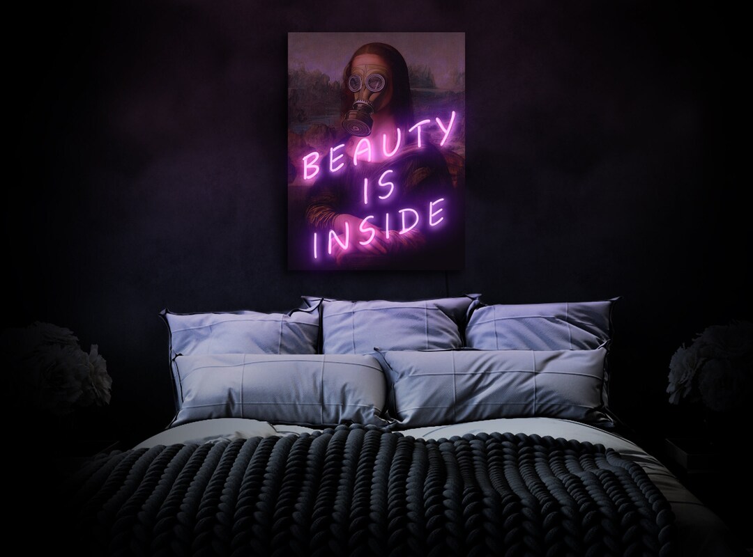 Mona Lisa Neon Sign, Beauty is Inside Sign, Mona Lisa Pop Art, Mona ...