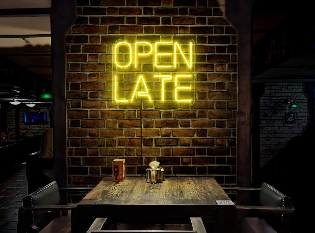 Open Late Neon Sign, Open Neon Bar, Open Sign for Business, Bar Neon ...