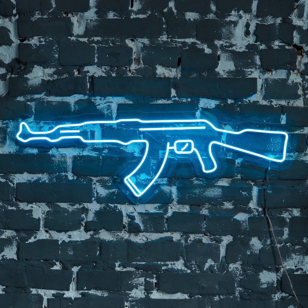 AK47 Neon Sign, AK47 Led Sign, Gun Neon Sign, AK47 Sign, Rifle Neon ...