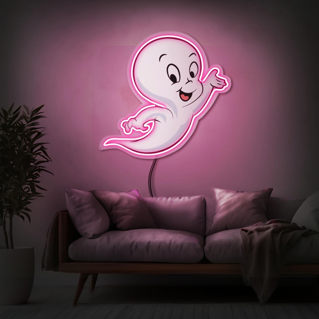 Casper Neon Sign, Friendly Ghost Sign, Ghost Neon Sign, Kids Room Neon ...