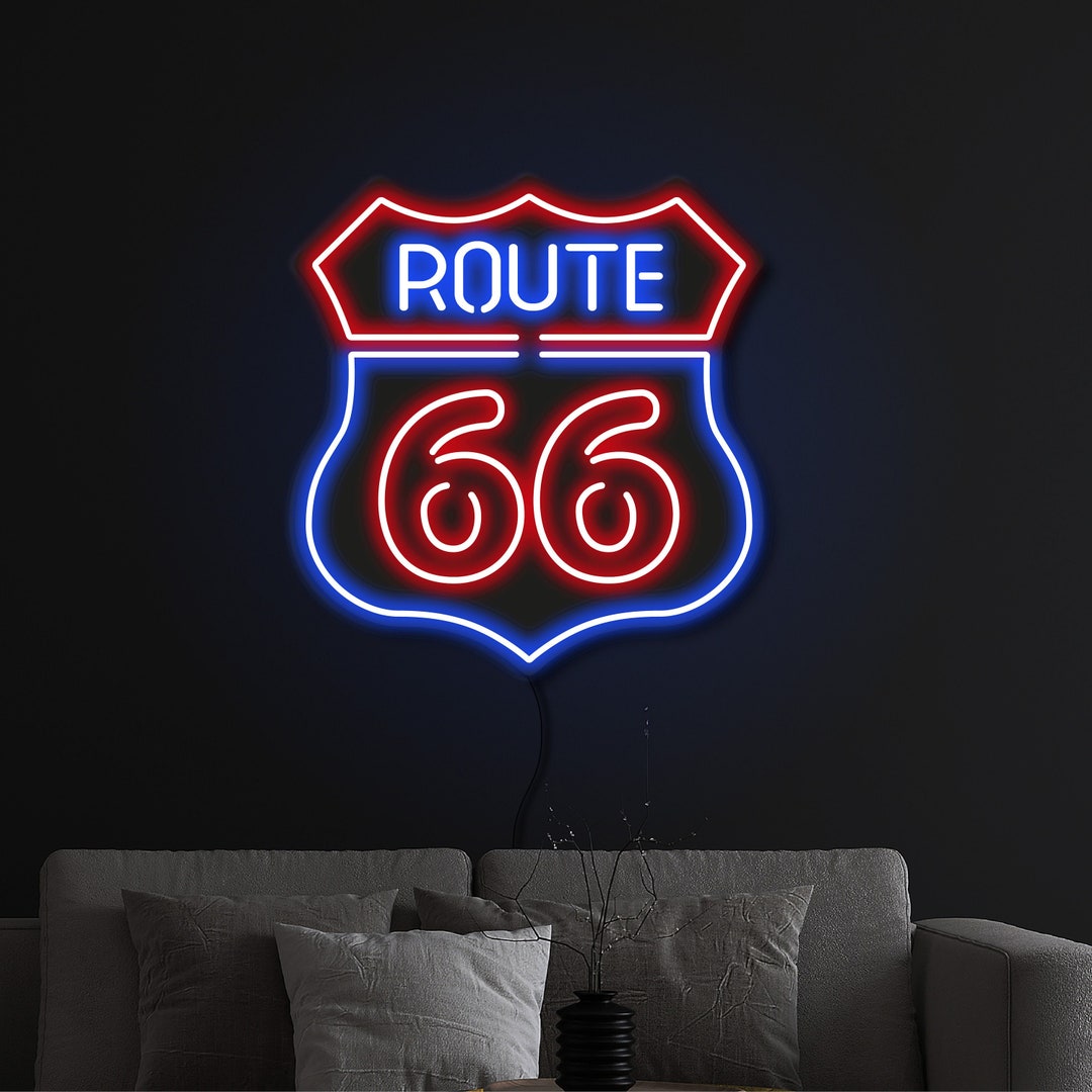 Route 66 Neon Sign, Route 66 Led Sign, Route 66 Light Sign, Route 66 Sign, Route 66 Lamp, Route ...