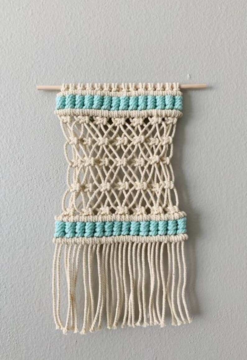 Light Blue and Natural Macrame Wall Hanging - Etsy