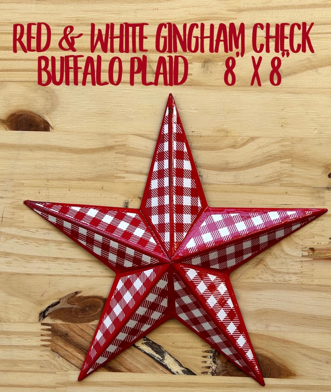 Rustic Red Buffalo Plaid Barn Star: Metal Farmhouse Christmas Decor (8 ...