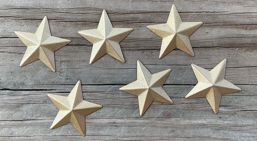 Rustic Golden Vintage Metal Barn Stars W/ Clear Finish (6 Stars) 6- 1.5 ...