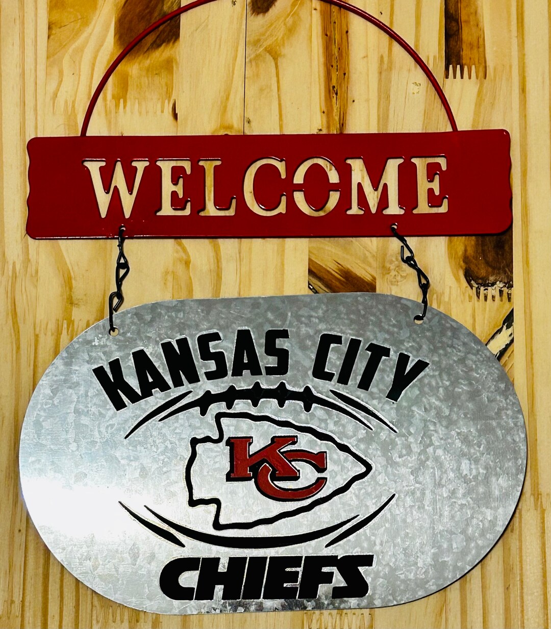 Kansas City Chiefs Welcome / Door Hanger - 11.5”x9” Galvanized Metal ...