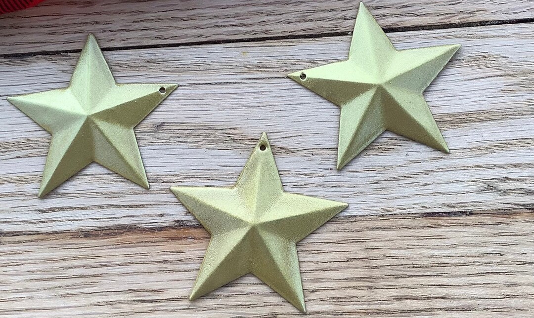 Gold Stars, (3)- 2.25 X 2.25” , Metal Barn Stars, Gold Metallic Stars ...