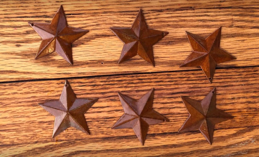 Distressed Farmhouse Stars W/ Enamel Finish/ Set of 6 2.25x2.25 Metal ...