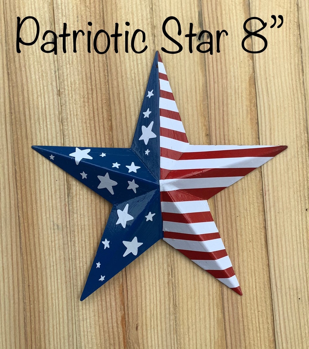 Rustic Patriotic Flag Star: Americana Farmhouse Decor, 8" Metal Wall ...
