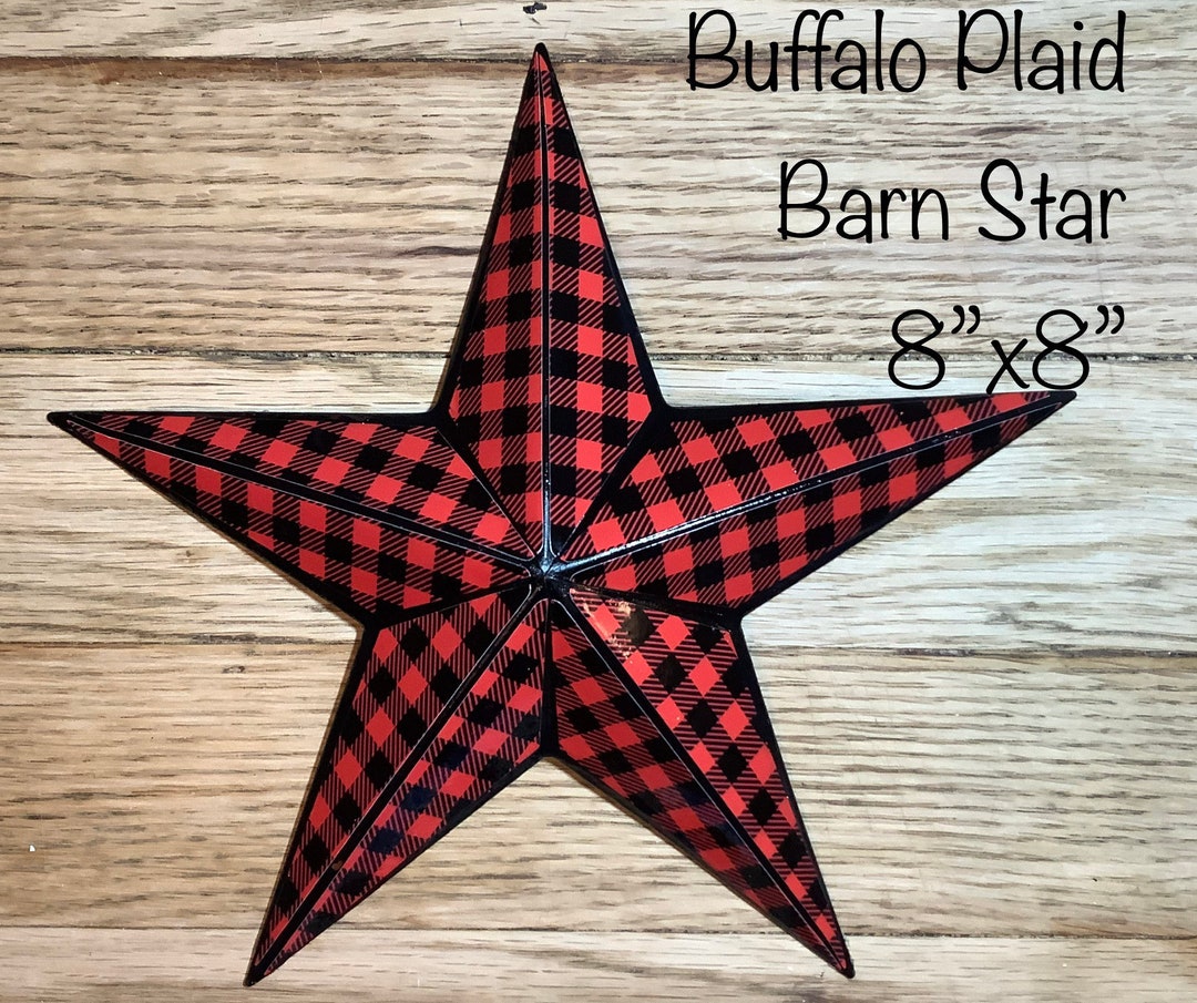 Red and Black Buffalo Plaid Barn Star/ 1 8 X 8/ Small Check/ Farmhouse ...