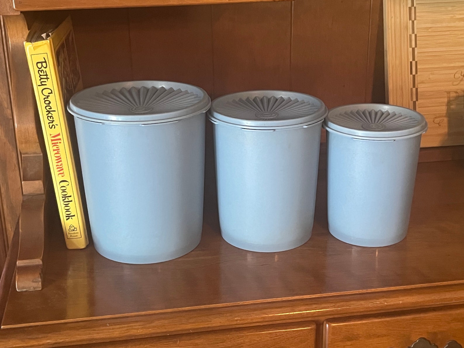 Vintage Blue Tupperware, Plain Canisters, Set of Three. 807-8, 809-13 ...