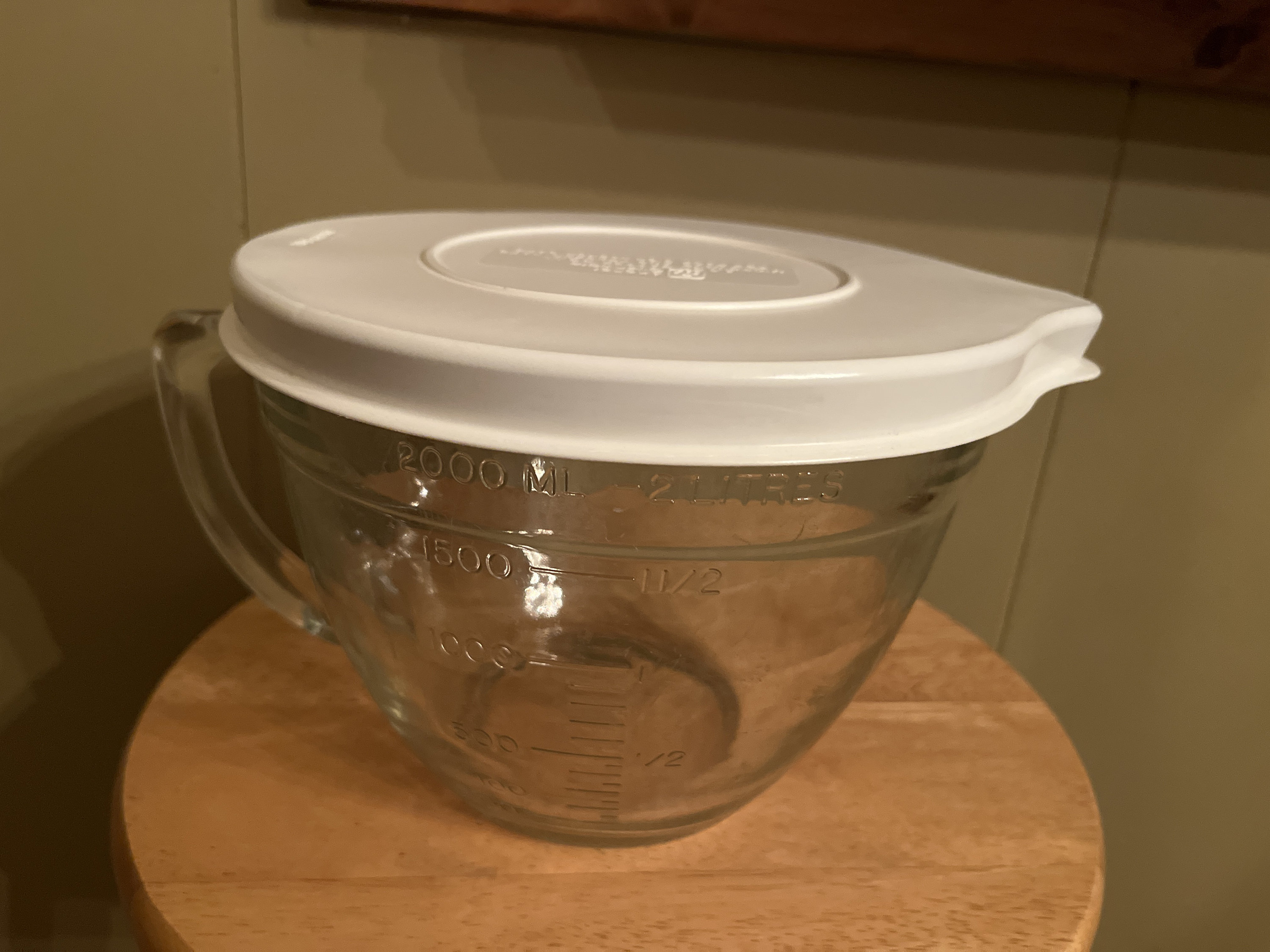 Anchor Hocking Glass Batter Bowl, 8 Cup Measuring Glass Bowl. Vintage ...